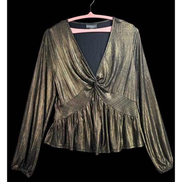 BOLD elements | Tops | Bold Elements Womens Gold Foil Vneck Top Sz Xl ...